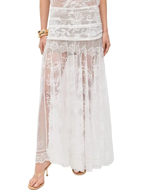 YELLOW THE LABEL Callista Lace Maxi Skirt - Ivory