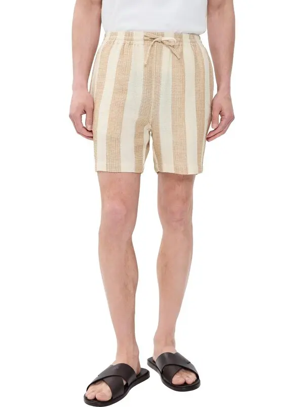 KARDO Olbia Handloom Striped Cotton Shorts - Tan