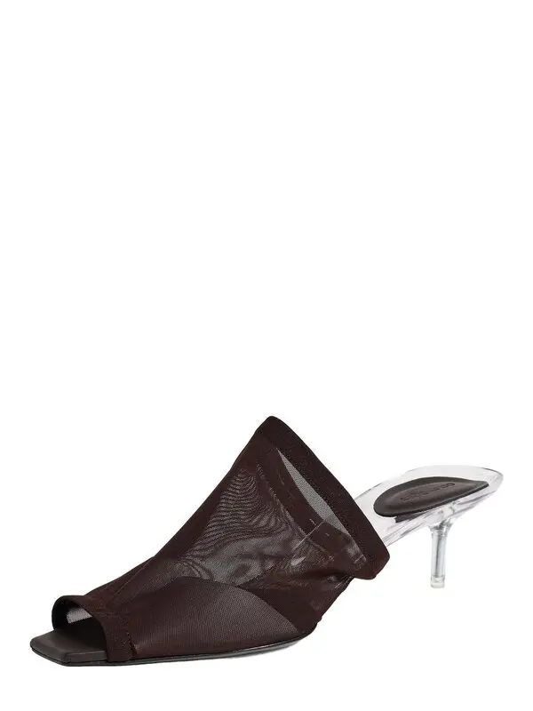 COURREGES Mesh Mule Heels - Chocolate