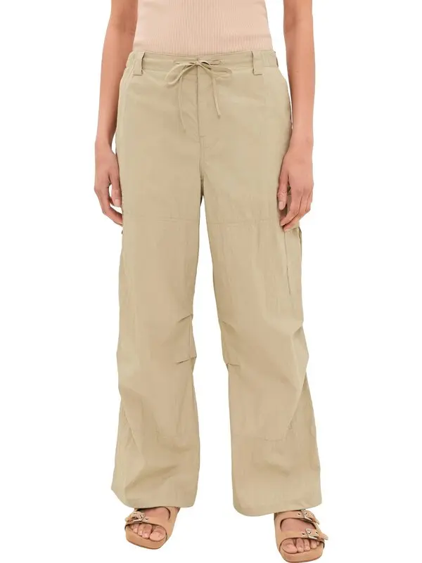 DUNST Parachute Cargo Pants With Drawstring Waist - Beige