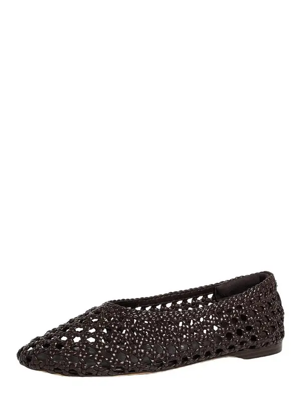 Sam Edelman Shira Woven Leather Flats - Dark Brown