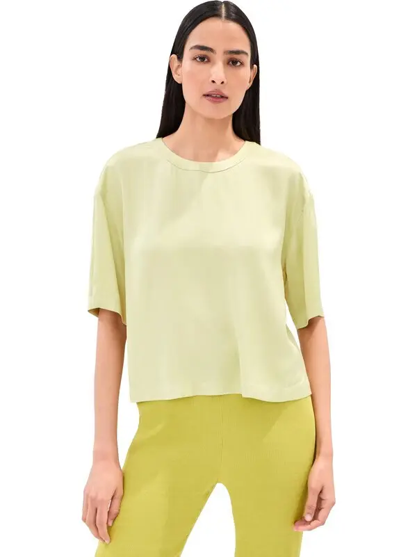 LE BOP Chandler Satin Tee - Honeydew