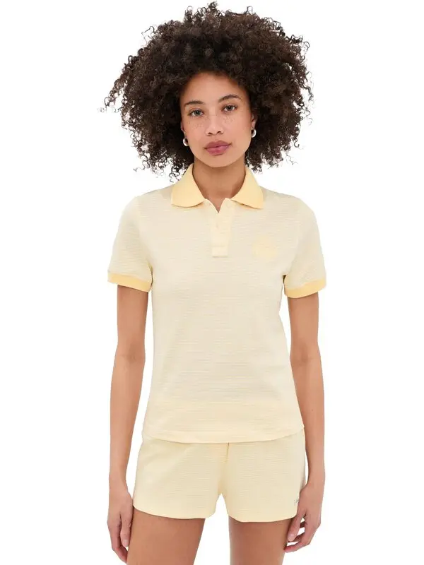 SPORTY & RICH Striped Polo With Crest Embroidery - Almond Striped