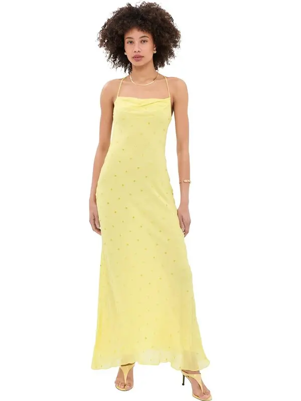 Bec & Bridge Arielle Sequin Embellished Slip Maxi Dress - Citrus