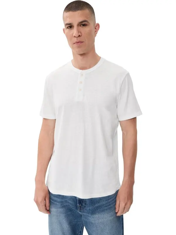Marine Layer Hemp Cotton Henley Tee - White