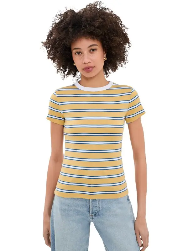 Madewell Striped Crewneck T-shirt - Yellow X Blue Stripe
