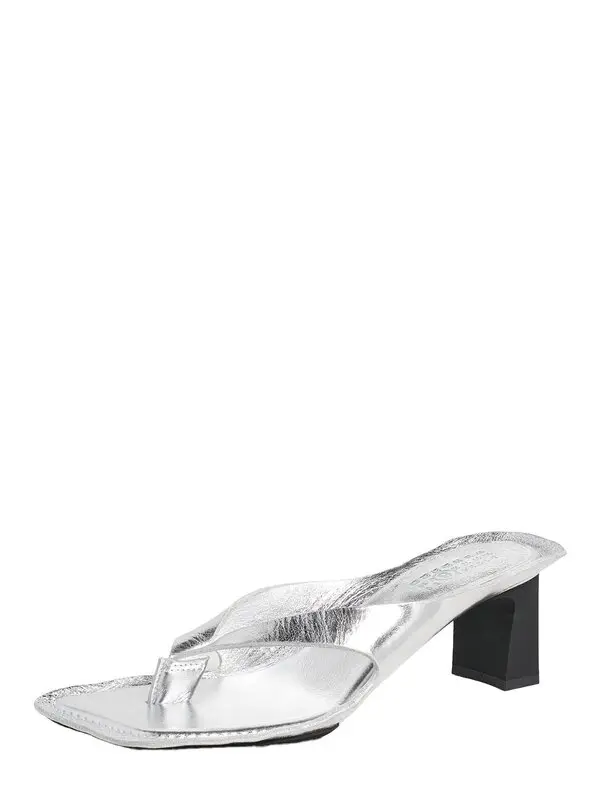 MAISON MARGIELA Metallic Leather Thong Sandals - Silver