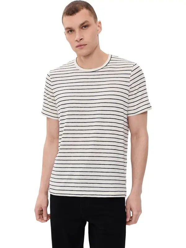 Onia Stretch Linen Tee - Midnight/egret