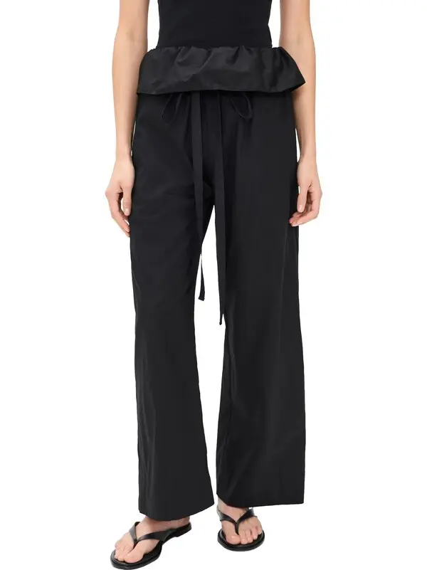 Enza Costa Cotton Peplum Pants - Black