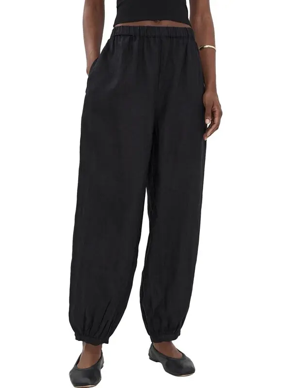 Velvet By Graham & Spencer Camber Linen Pants - Black