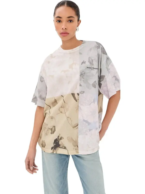 MAISON MARGIELA Patchwork Floral Crewneck T-shirt - Beige Flowers