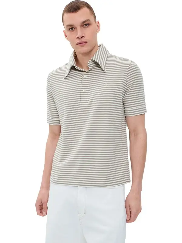 MAISON MARGIELA Striped Polo - Beige/off White