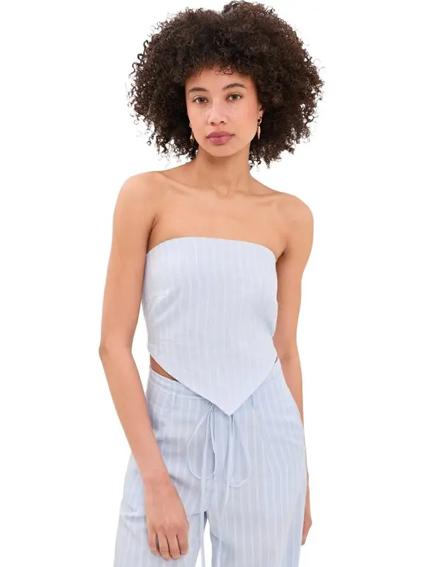 Onia Strapless Striped Bandana Top - Light Sky