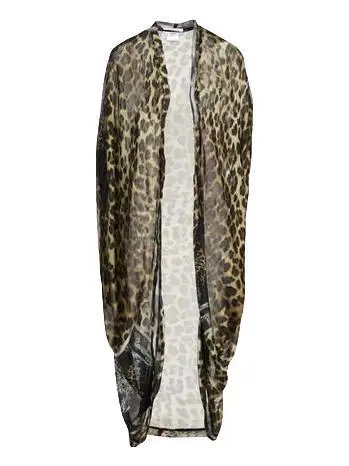 YES LONDON Polyester Leopard-print Overcoat - Sage Green