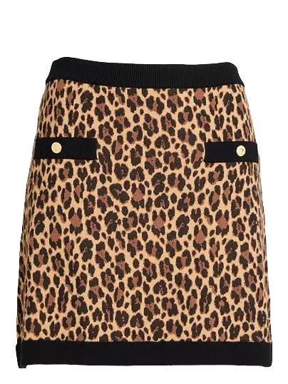 Versace Leopard Print Knit Mini Skirt - Brown