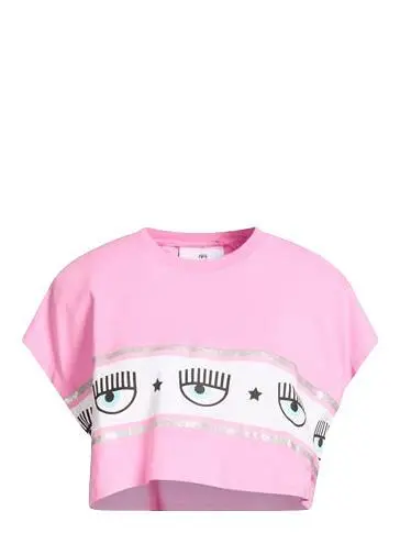 CHIARA FERRAGNI Cotton Cropped T-shirt With Graphic Print - Pink