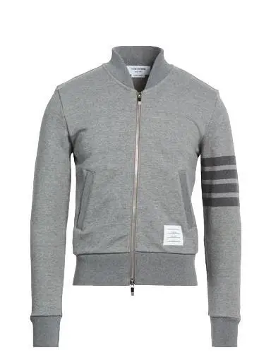 Thom Browne Cotton Zip-up Sweatshirt With Signature Stripes - Grey