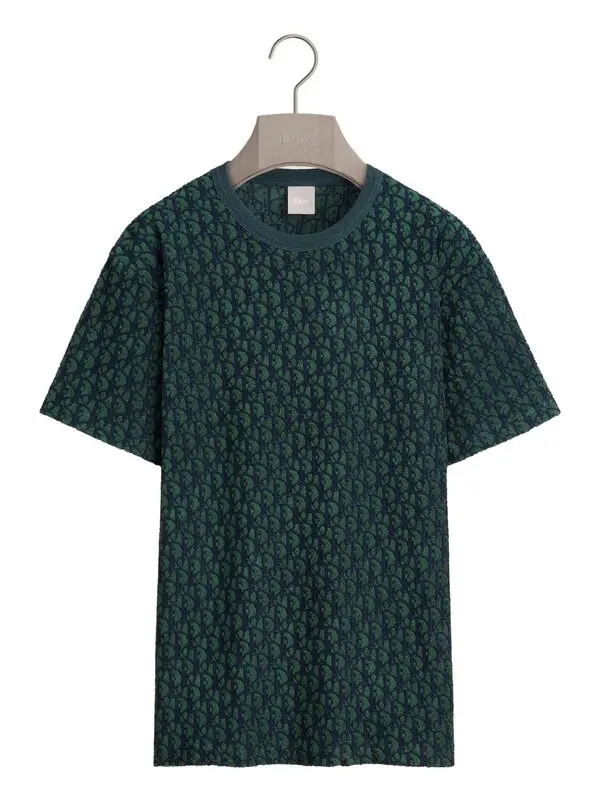 Dior Oblique T-shirt, Relaxed Fit - Green Cotton-blend Terry