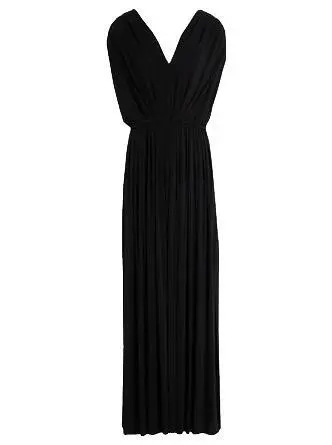 Max Mara Viscose Blend Pleated Maxi Dress - Black