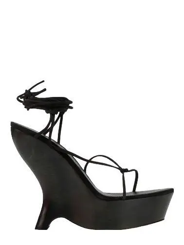 FERRAGAMO Suede Wedge Sandals With Lace-up Ankle Ties - Black