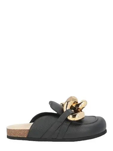 JW Anderson Calfskin Mules With Gold Tone Chain Detailing - Black