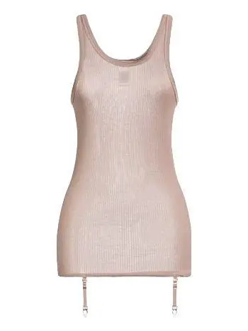 LEMAIRE Ribbed Viscose Silk Tank Top With Detachable Appliqués - Beige