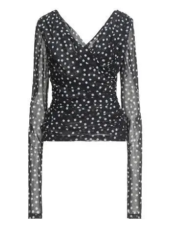 Dolce & Gabbana Polka Dot Mesh Wrap Effect Top - Black