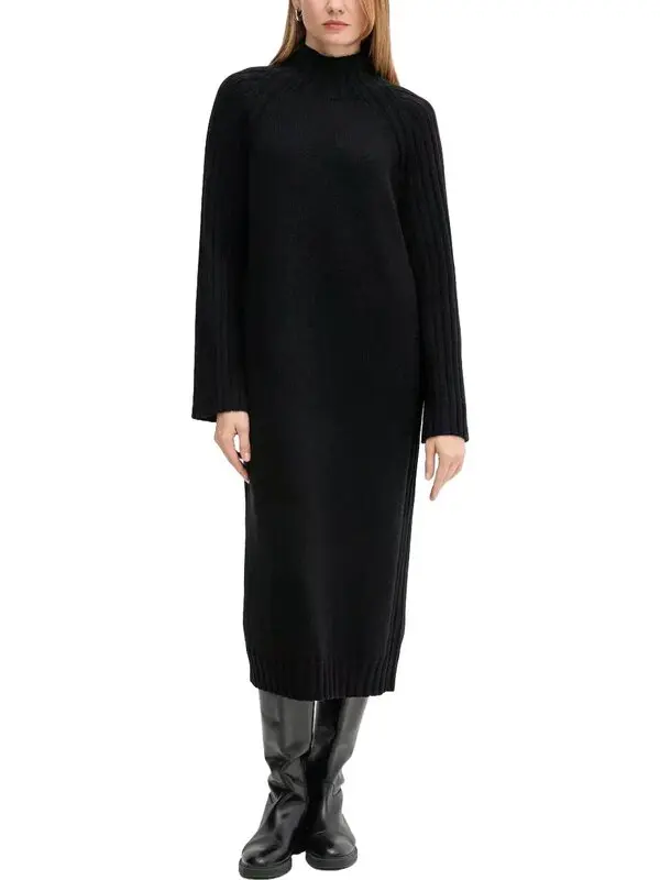 Barbour Ribbed-knit High-neck Midi Dress - Black
