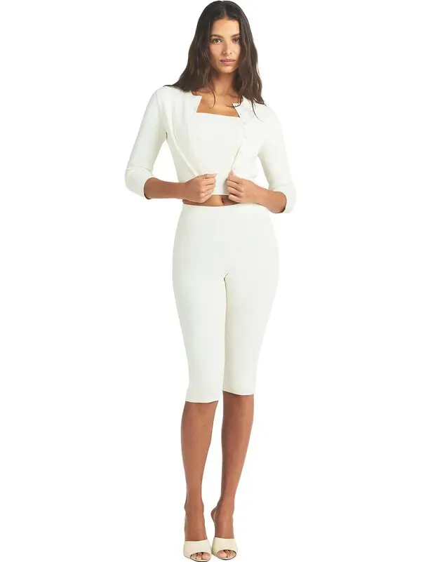 SKIMS Cropped Refined Knit Cardigan - Egret