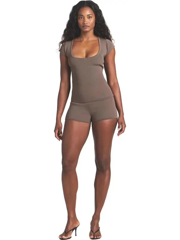 SKIMS Scoop Neck Cap Sleeve Top - Amethyst