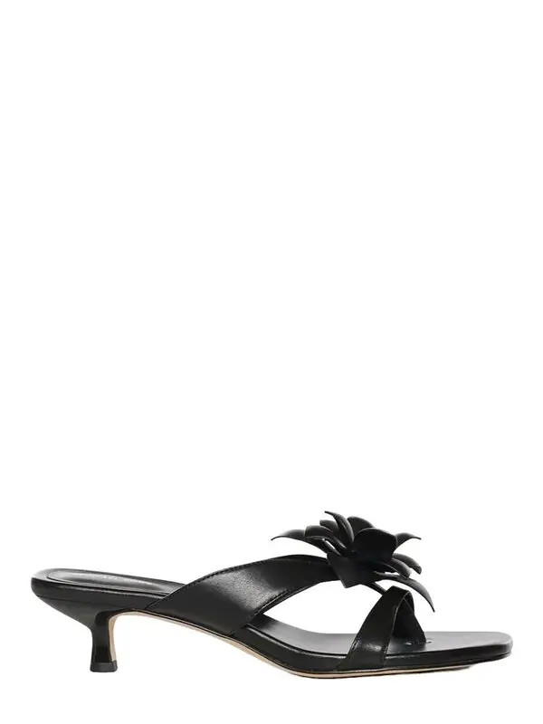 Michael Kors Jacie Floral-appliqué Kitten-heel Sandals - Black