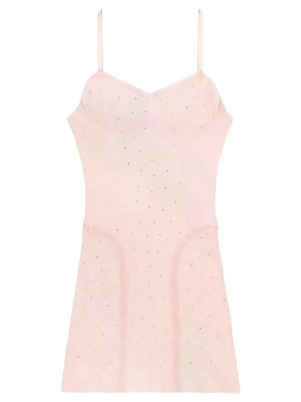 AREA Crystal-embellished Mini Dress - Pink