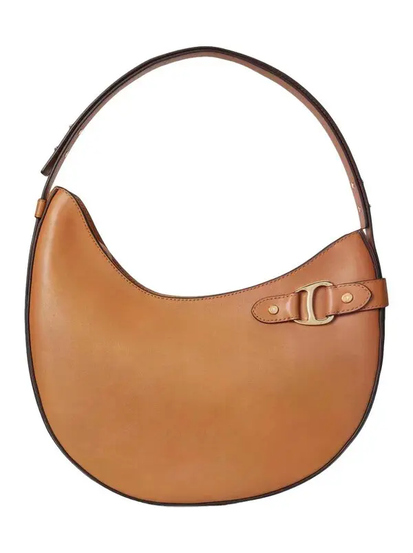 Ralph Lauren Tasha D-ring Leather Shoulder Bag - Brown