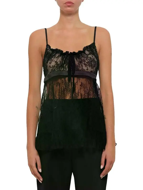 Alexander McQueen Lace-trimmed Tie-detail Camisole - Black