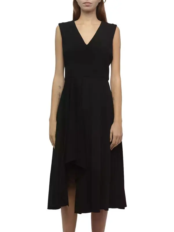 Alexander McQueen V-neck Asymmetrical Hem Dress - Black