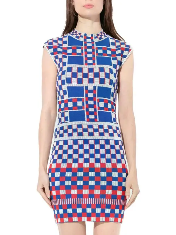 Alexander McQueen Check Pattern Dress - Blue
