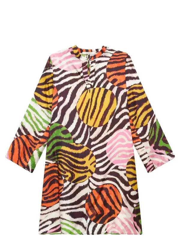 Malìparmi Zebra-print Silk Kaftan Dress - Brown