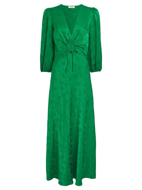 Sandro Floral Jacquard Maxi Dress - Green
