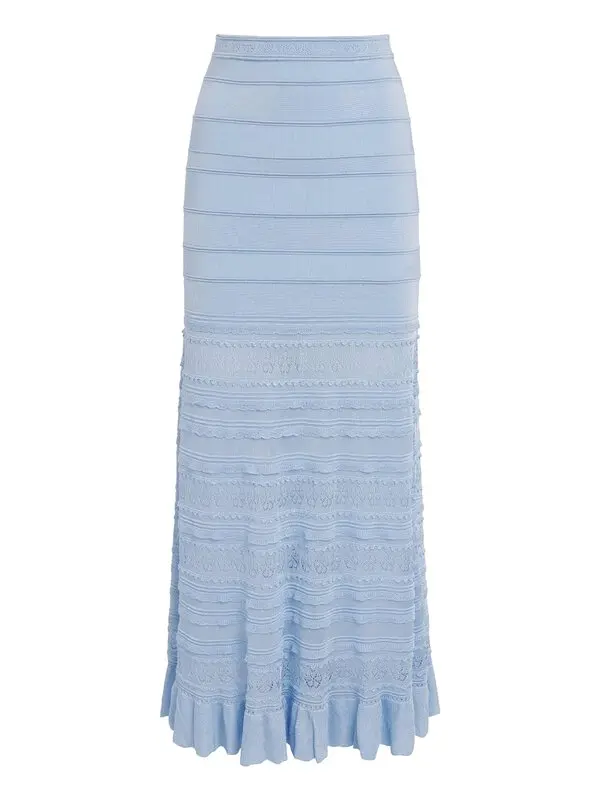 Sandro Pointelle Maxi Skirt - Blue
