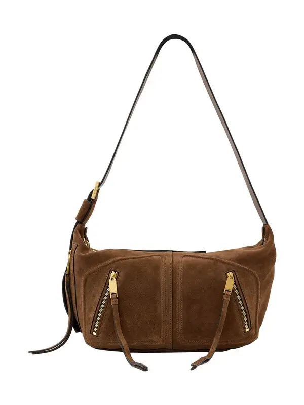 ALLSAINTS Jean Rey Suede Shoulder Bag - Brown