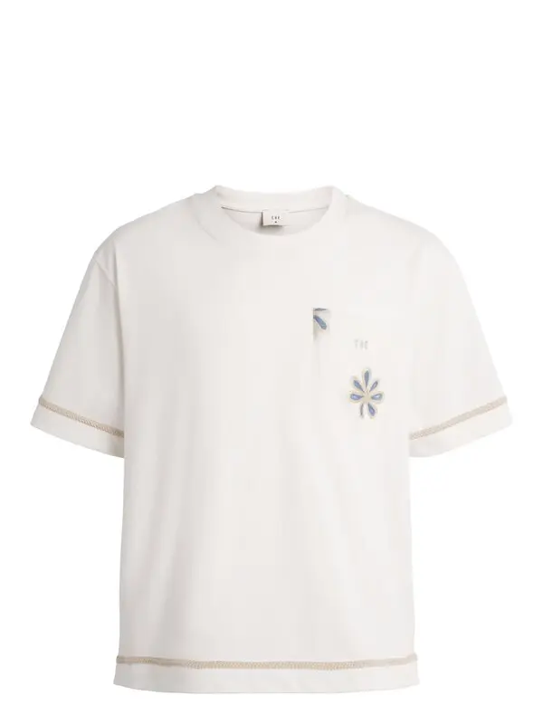 CHE Cotton Embroidered Daisel T-shirt - Ivory