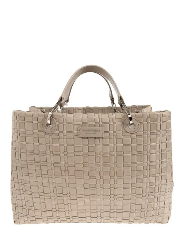 Emporio Armani Woven Logo Patch Tote Bag - Beige