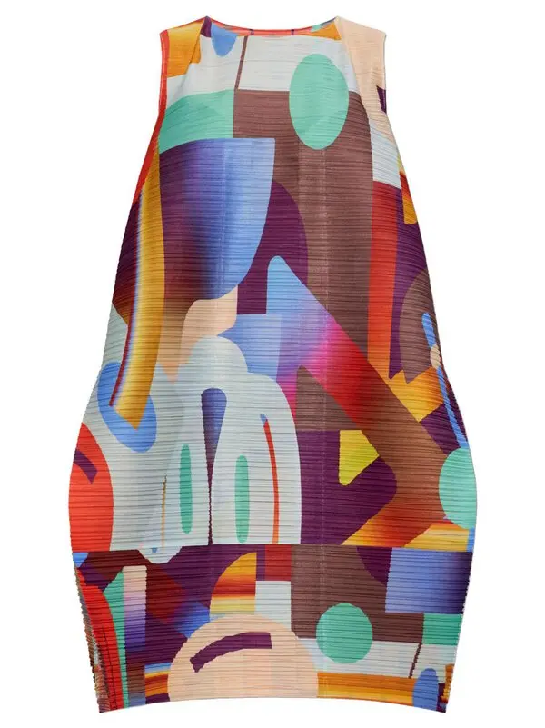 Issey Miyake Multicolor Abstract Print A-line Mini Dress - Multicolour