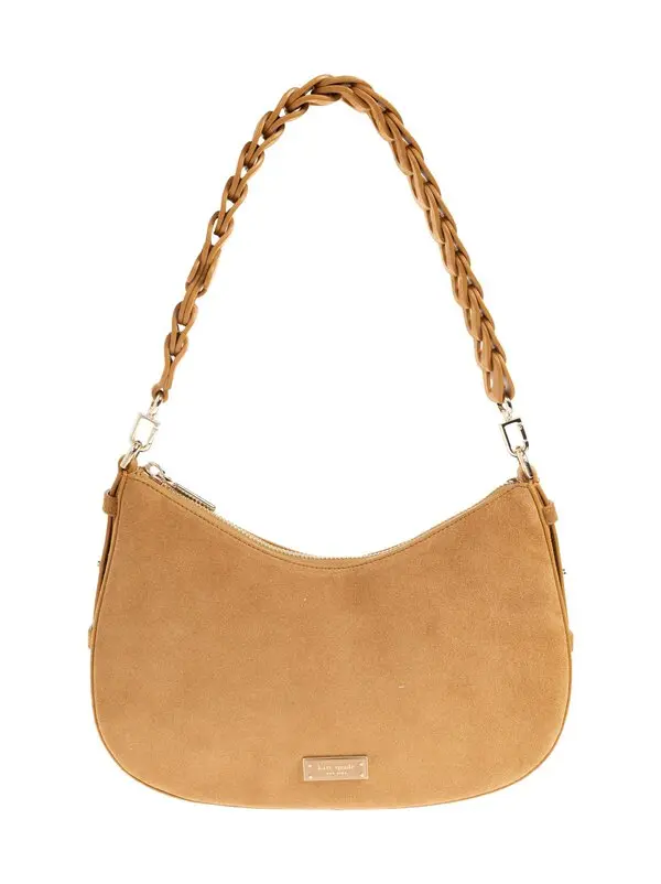 Kate Spade New York Suede "liv" Hobo Bag With Braided Strap - Beige