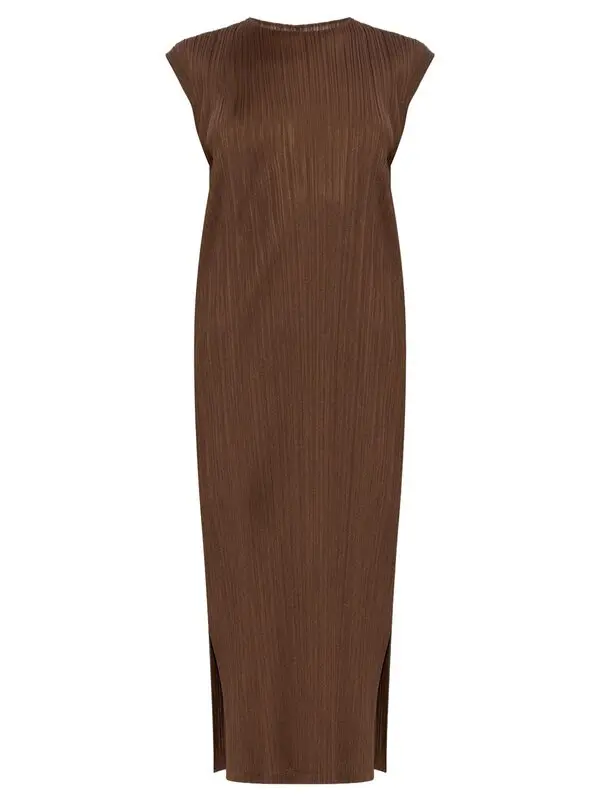 Issey Miyake Sleeveless Midi Dress - Brown