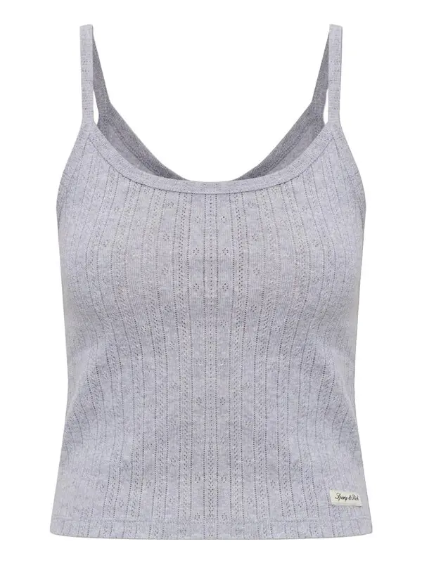 SPORTY & RICH Ribbed Knit Strappy Top - Grey