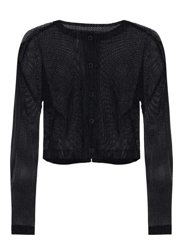 Issey Miyake Cropped Mesh Cardigan - Black