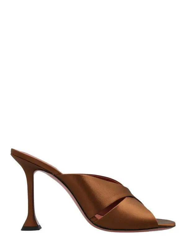 Amina Muaddi Salma Satin Heeled Mules - Brown