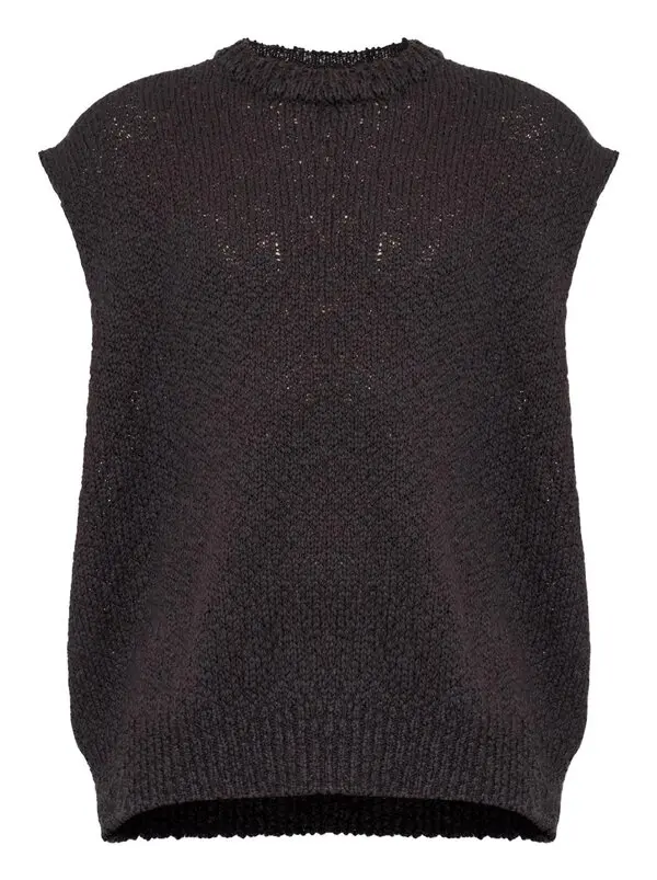Issey Miyake Cotton Knit Vest - Brown
