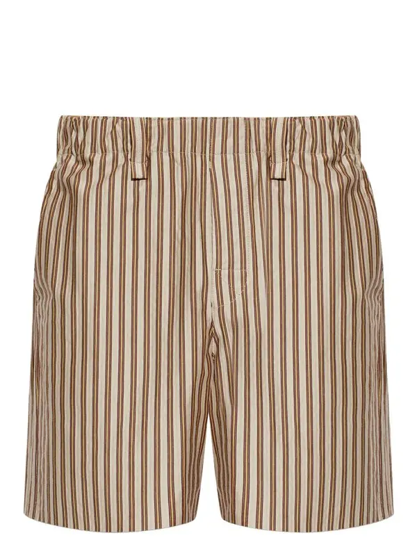 Issey Miyake Striped Cotton Blend Shorts - Beige
